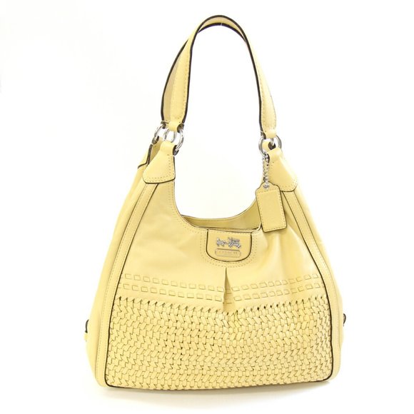 OTHERS | Bags | Coach Madison Woven Maggie Shoulder Bag 23385 Yellow ...